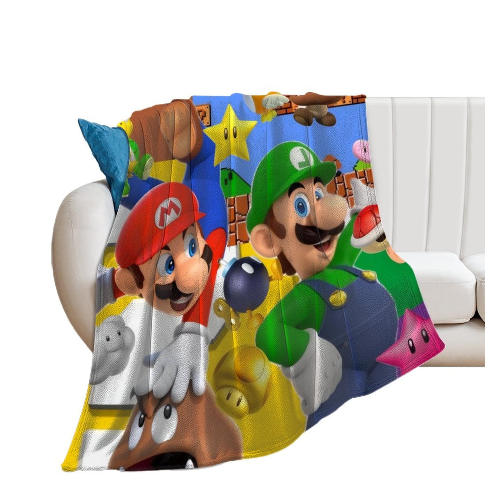 Anime Super Mario Blanket Flannel Throw Cartoon Soft Plush Merry ...
