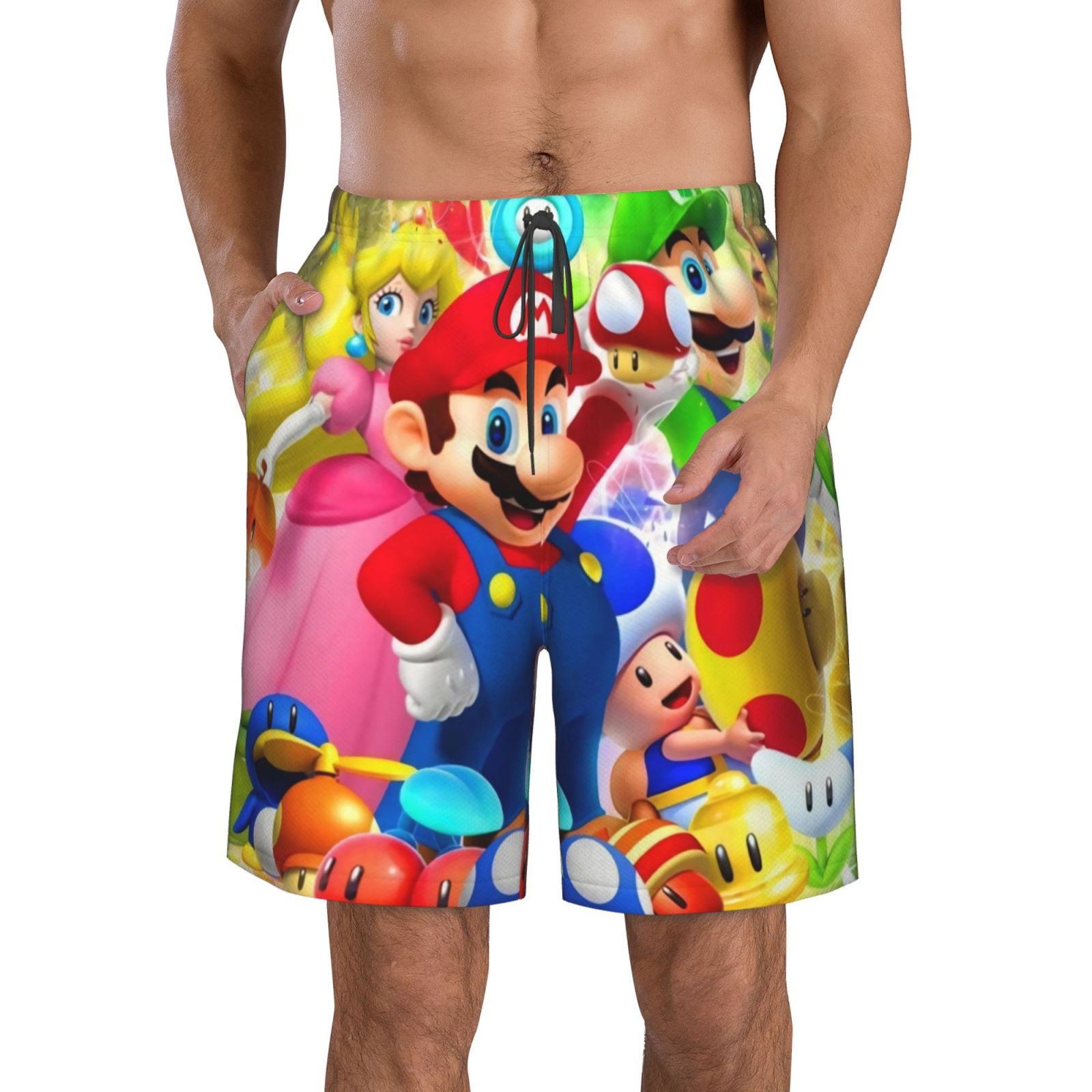 Anime Super Mario Summer Beach Sign Mens Swim Trunks Quick Dry Board ...
