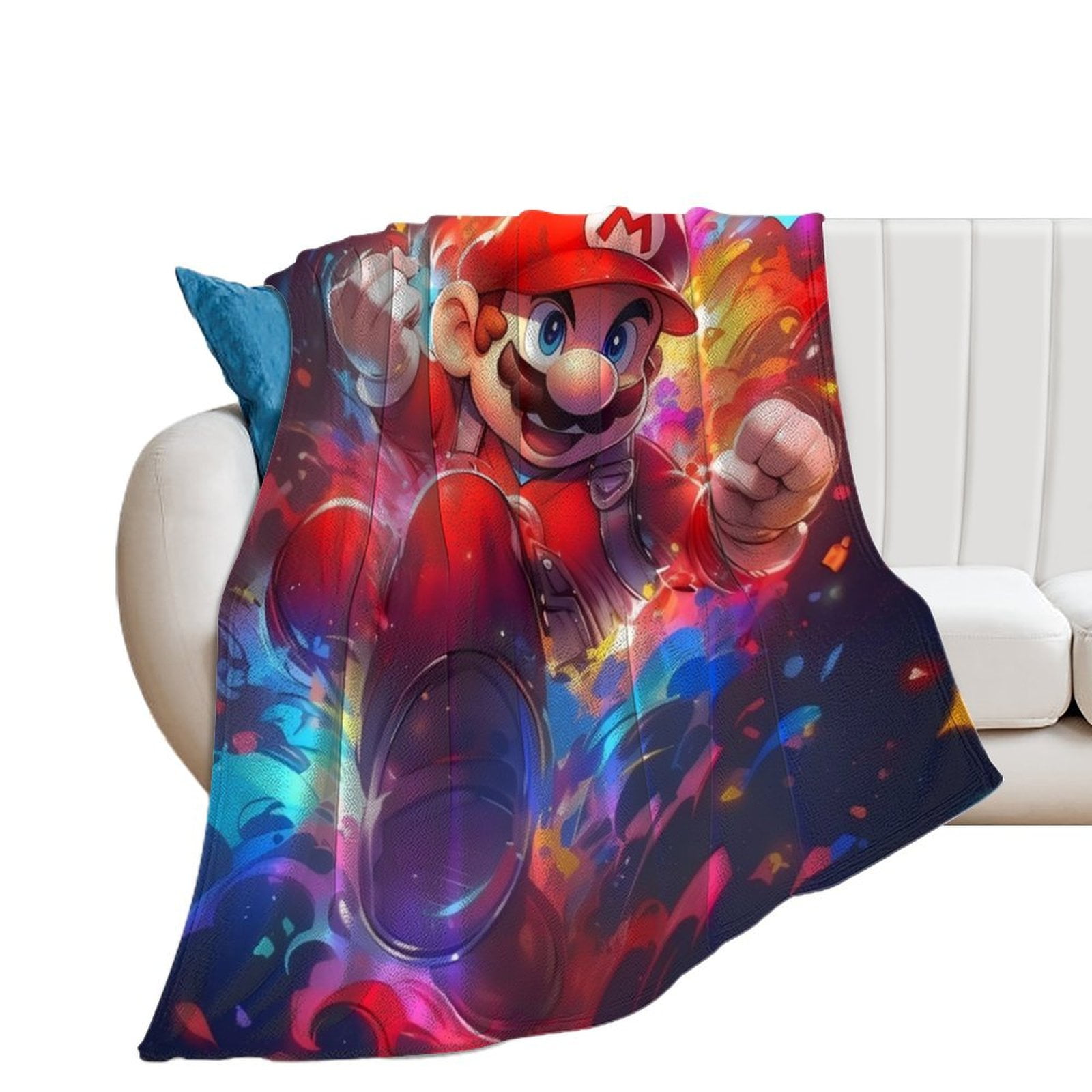 Anime Super Mario Throw Blanket Cartoon Blanket Soft Flannel Throws for ...