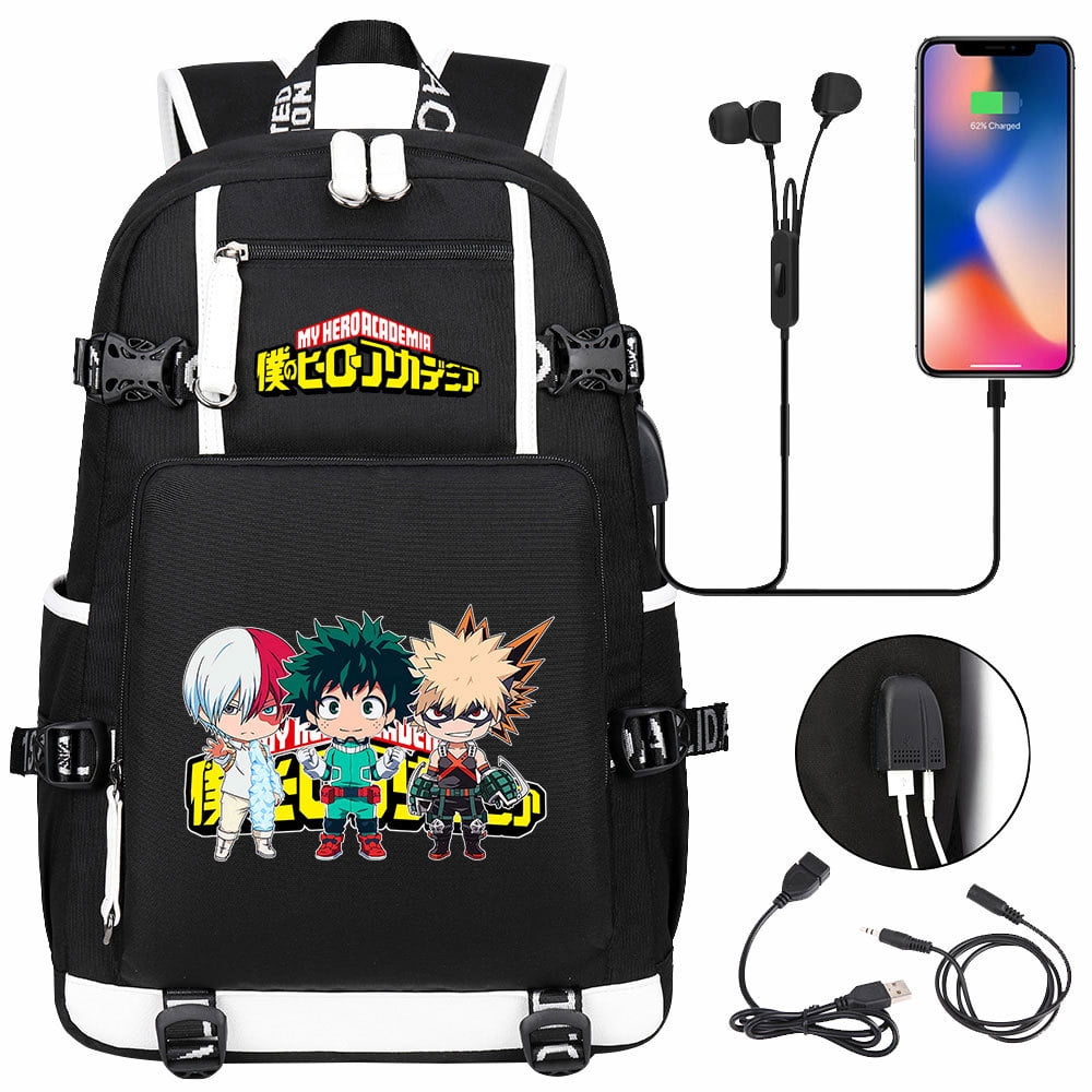 Anime Superpower-Inspired Backpack with USB Port – Hero Trio Graphic ...
