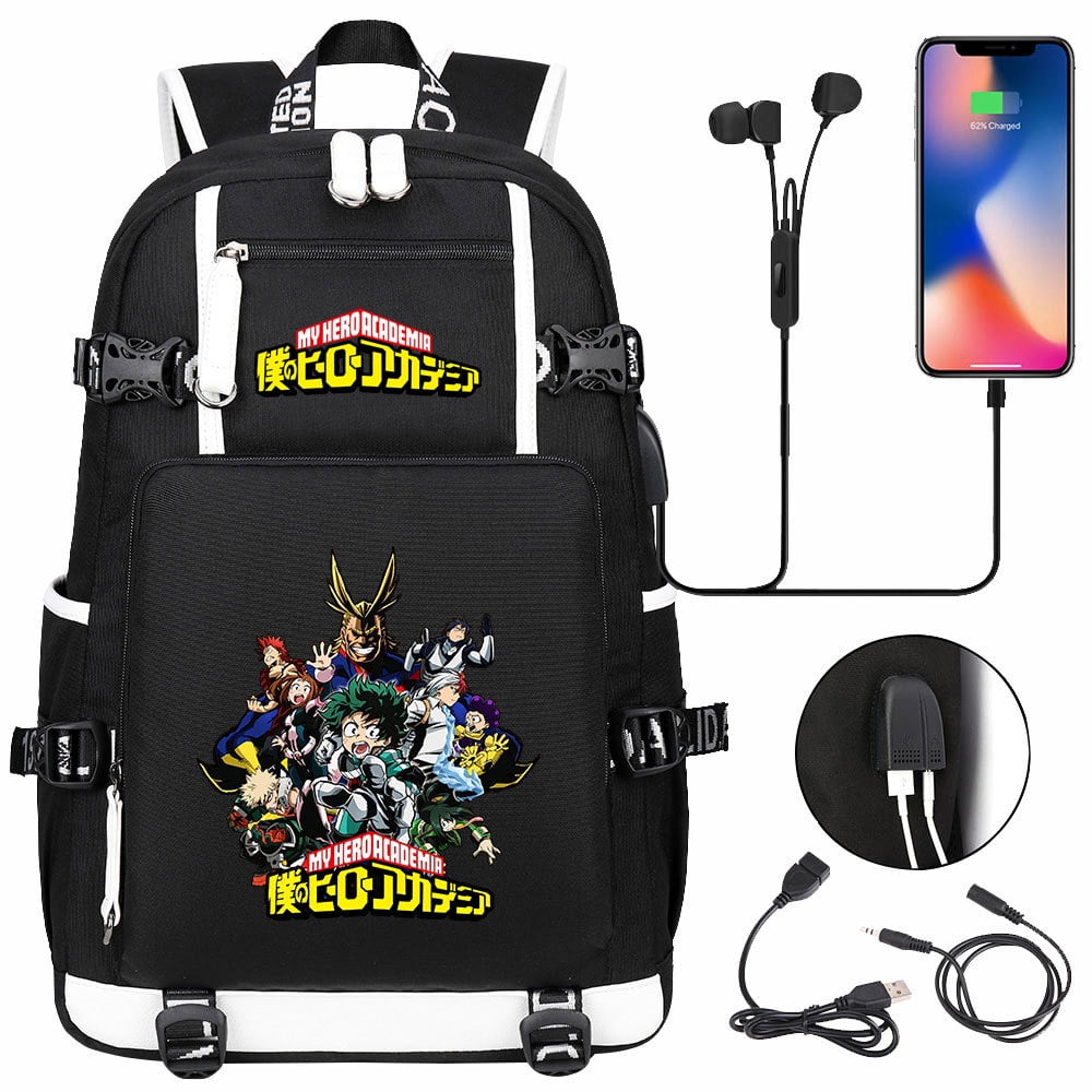 Anime Superpower-Inspired Backpack with USB Port – Hero Trio Graphic ...