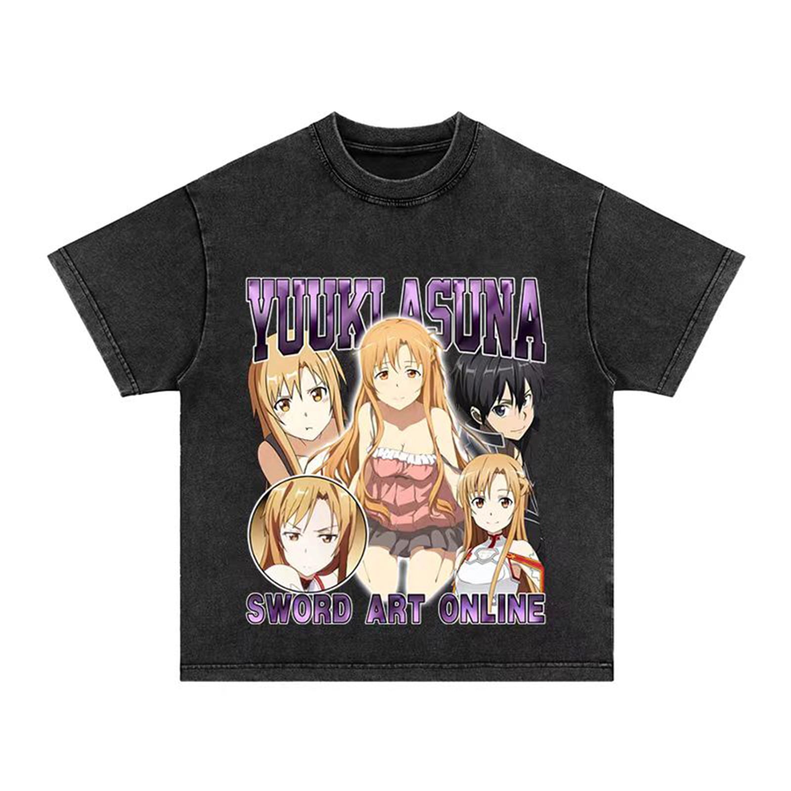 Anime Sword Art Online Washed Short Sleeve SAO Kirito T-Shirt Asuna T ...