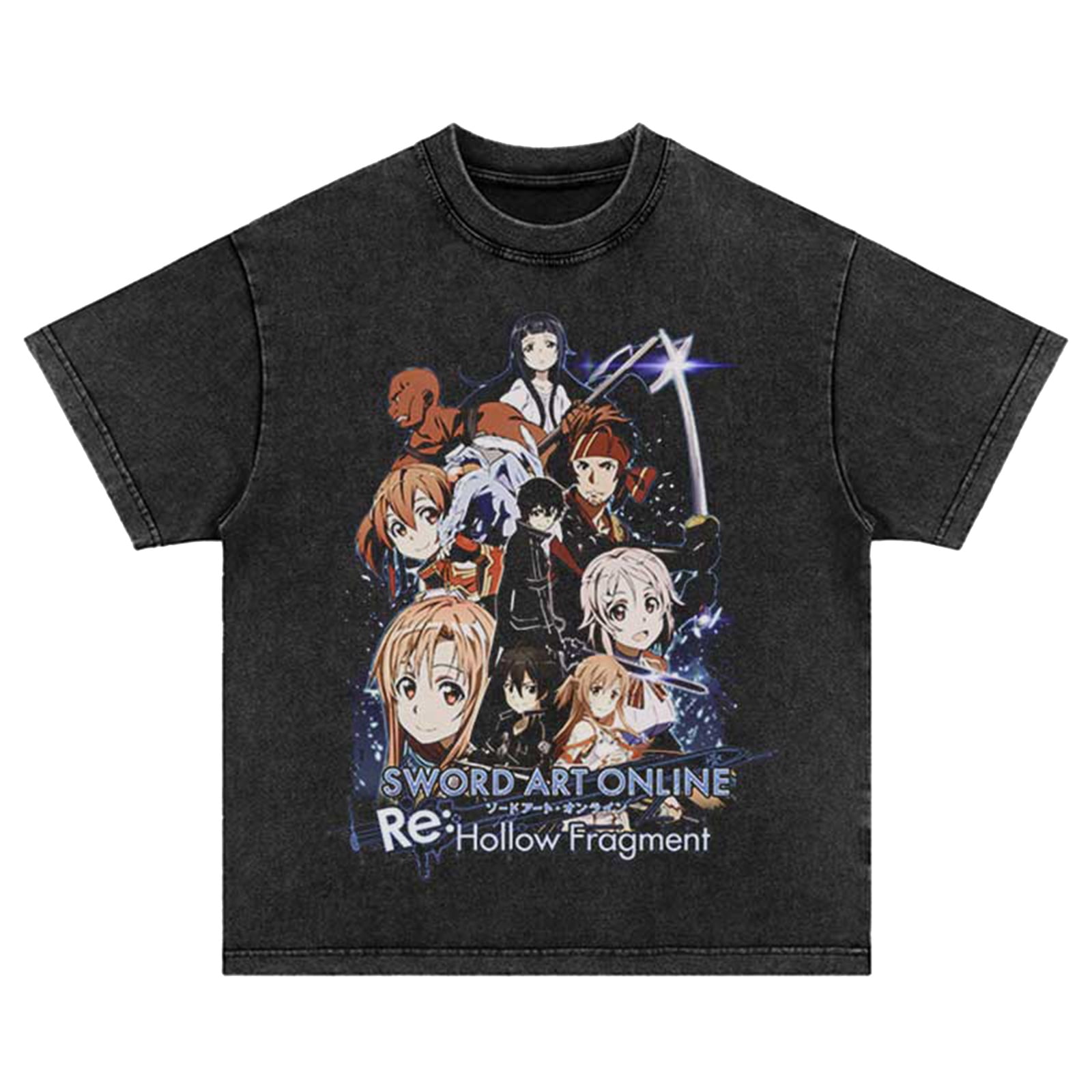 Anime Sword Art Online Washed Short Sleeve SAO Kirito T-Shirt Asuna T ...