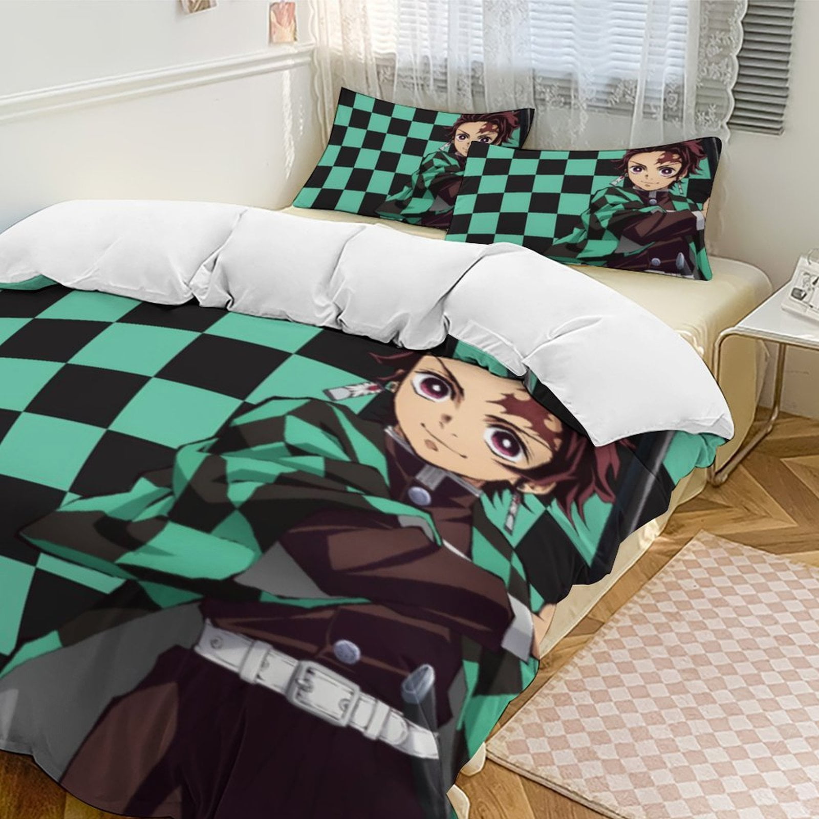 Anime Swordsman Print Duvet Cover Set, 3-Piece Bedding Set with ...