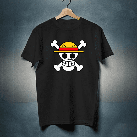 Anime T-shirt Pirate Sign In a Straw Hat 100% Cotton Unisex Crewneck ...