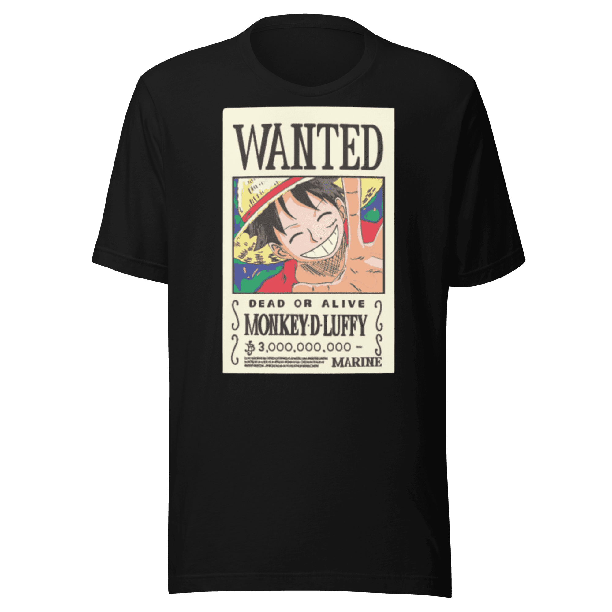 Anime T-shirt Wanted Poster Straw Hat Dead Or Alive 100% Cotton Unisex ...