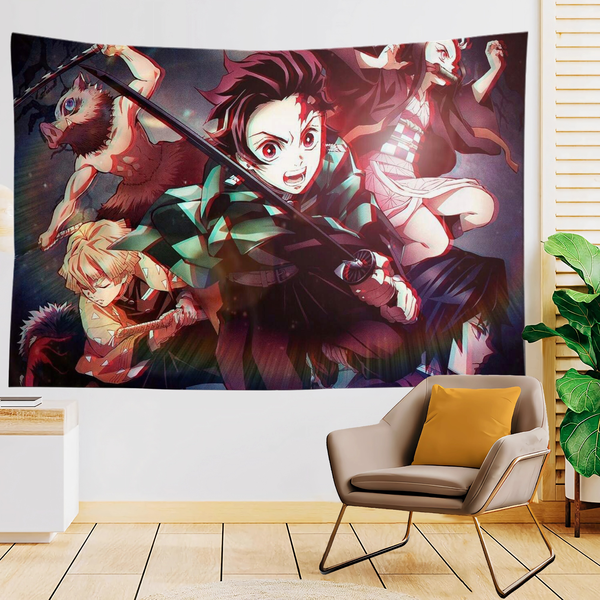Anime Tanjirou Nezuko Zenitsu Tapestry Creative Tapestry for Bedroom ...