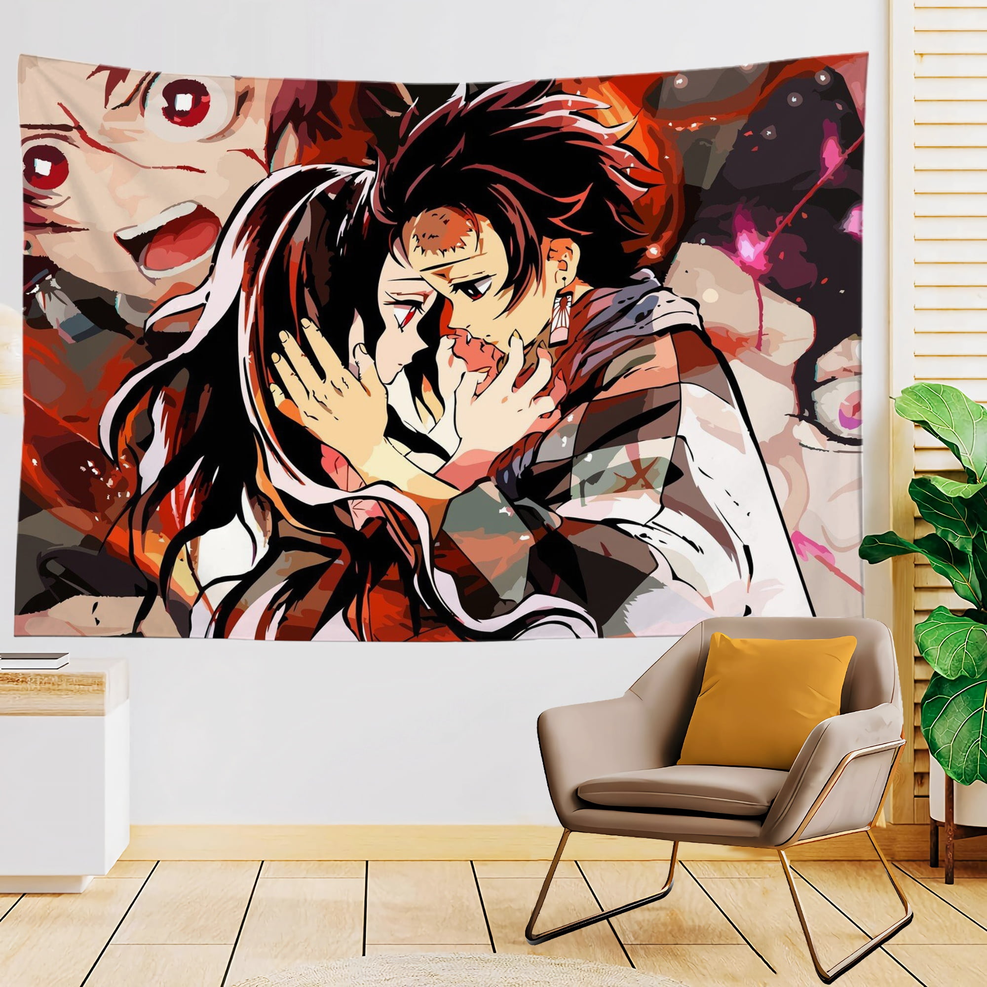 Anime Tanjirou Nezuko Zenitsu Tapestry Creative Tapestry for Bedroom ...