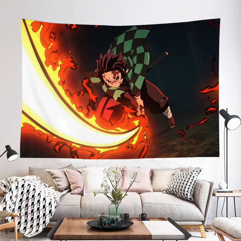 Anime Tanjirou Nezuko Zenitsu Tapestry Popular Background for Kids ...