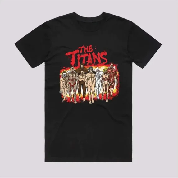 Anime The Titans Attack Japanese Style Black T-Shirt Size S-5XL ...