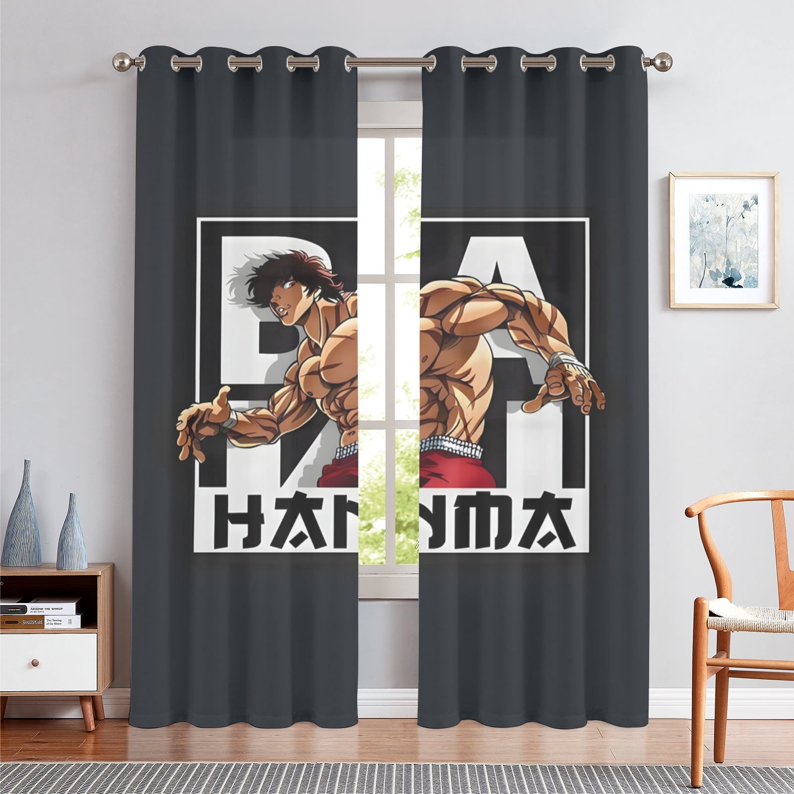 Anime Themed Curtains for Bedroom Drapes,Baki Hanma Print Design Window ...