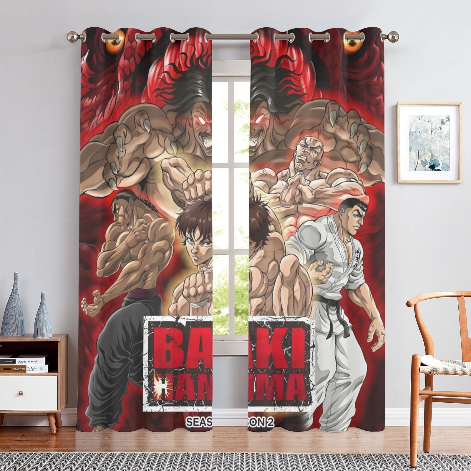Anime Themed Curtains for Bedroom Drapes,Baki Hanma Print Design Window ...