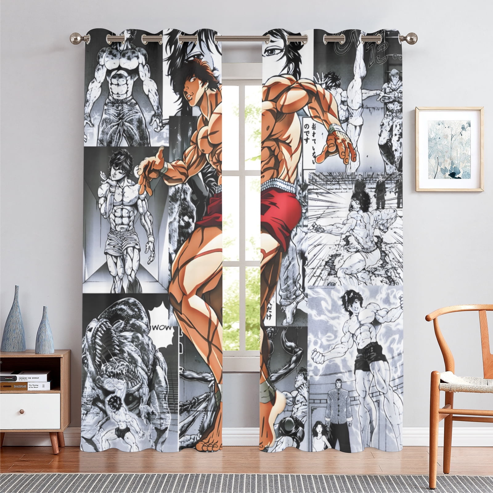 Anime Themed Curtains for Bedroom Drapes,Baki Hanma Print Design Window ...