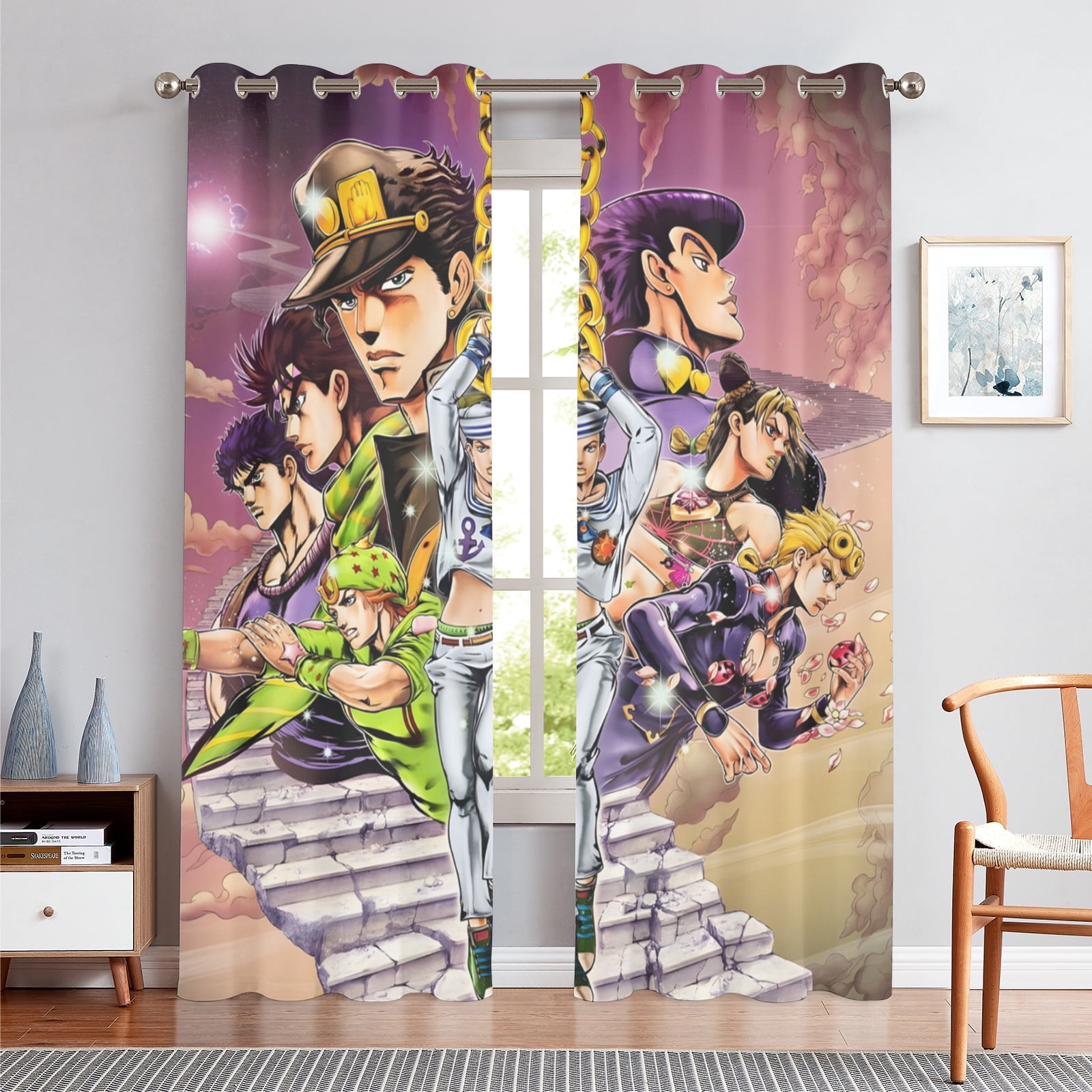 Anime Themed Curtains for Bedroom Drapes,JoJo's Bizarre Adventure Print ...