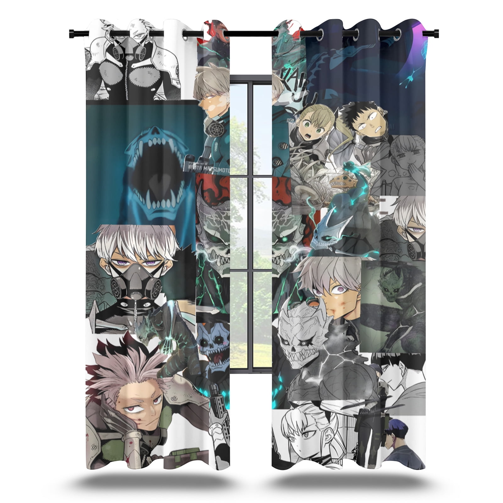 Anime Themed Curtains for Bedroom Drapes,Kaiju No. 8 Print Design ...