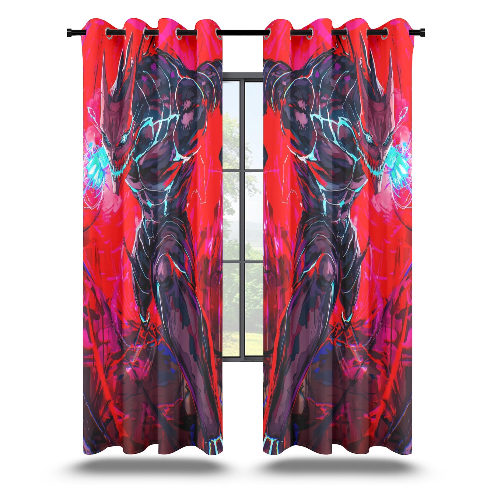 Anime Themed Curtains for Bedroom Drapes,Kaiju No. 8 Print Design ...