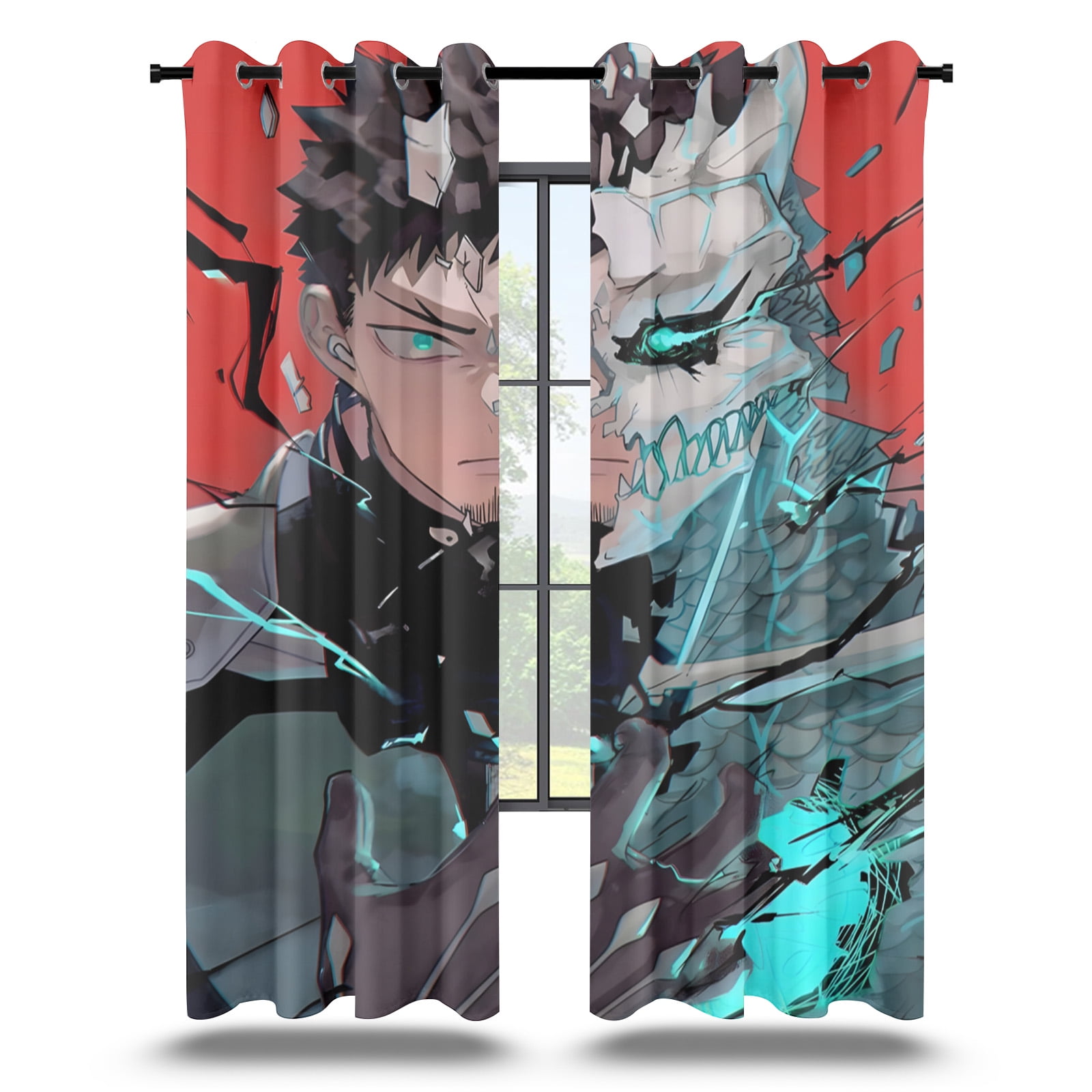 Anime Themed Curtains for Bedroom Drapes,Kaiju No. 8 Print Design ...