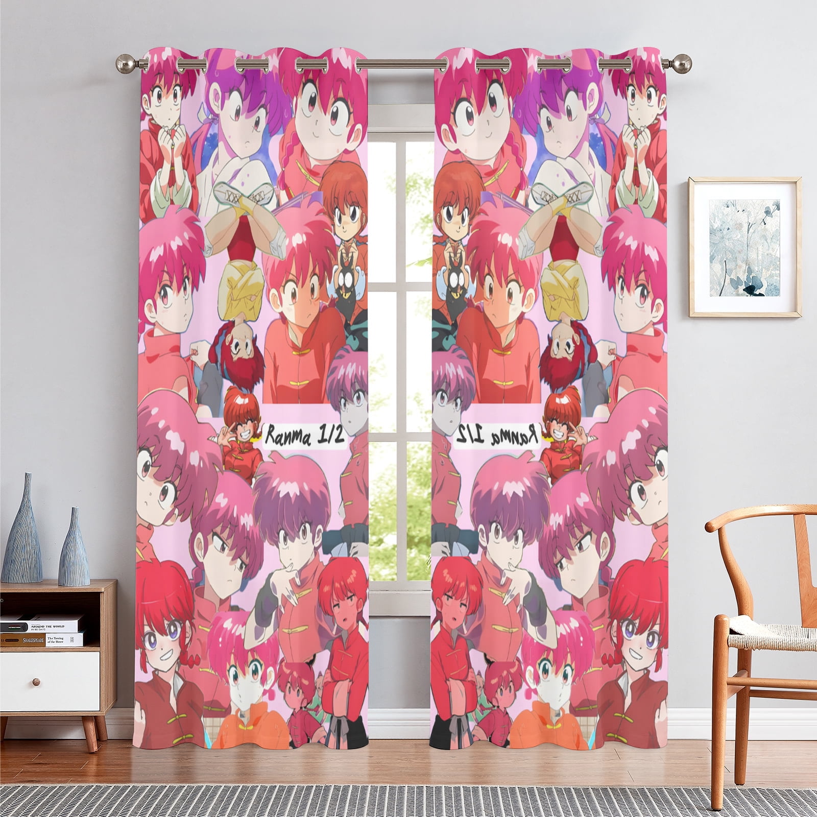Anime Themed Curtains for Bedroom Drapes,Ranma 1/2 Print Design Window ...