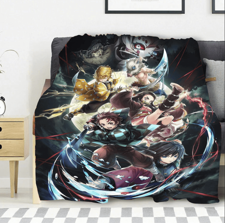Anime Throw Blanket 50"x40" Lightweight Demon Slayer Flannel Fleece ...