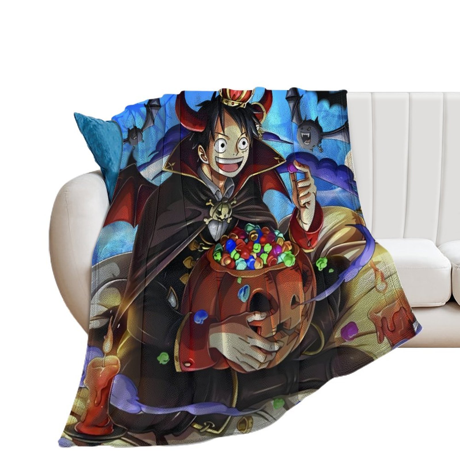 Anime Throw Blanket One Piece Blanket Warm Soft Flannel for Traveling ...