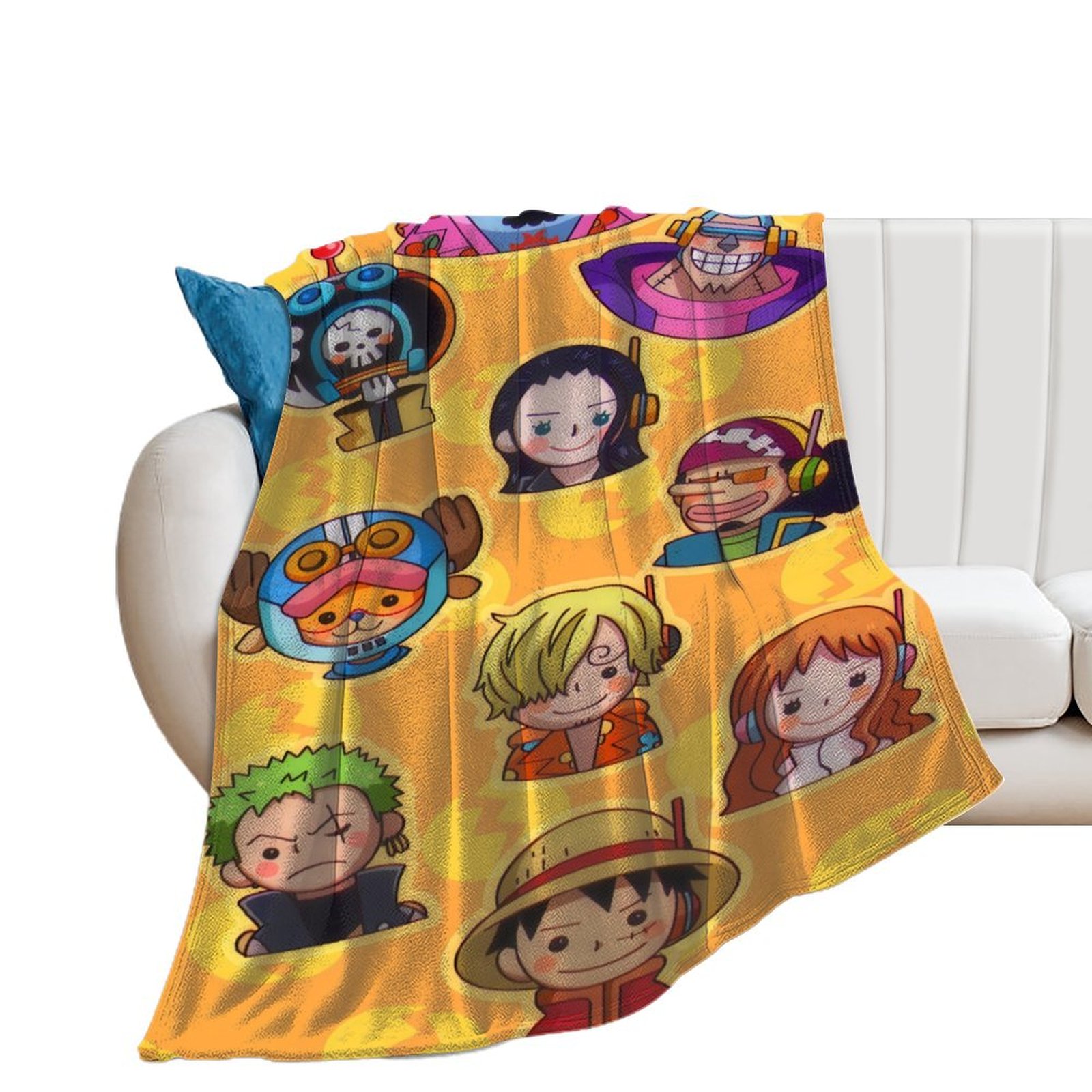 Anime Throw Blanket One Piece Blanket Warm Soft Flannel for Traveling ...