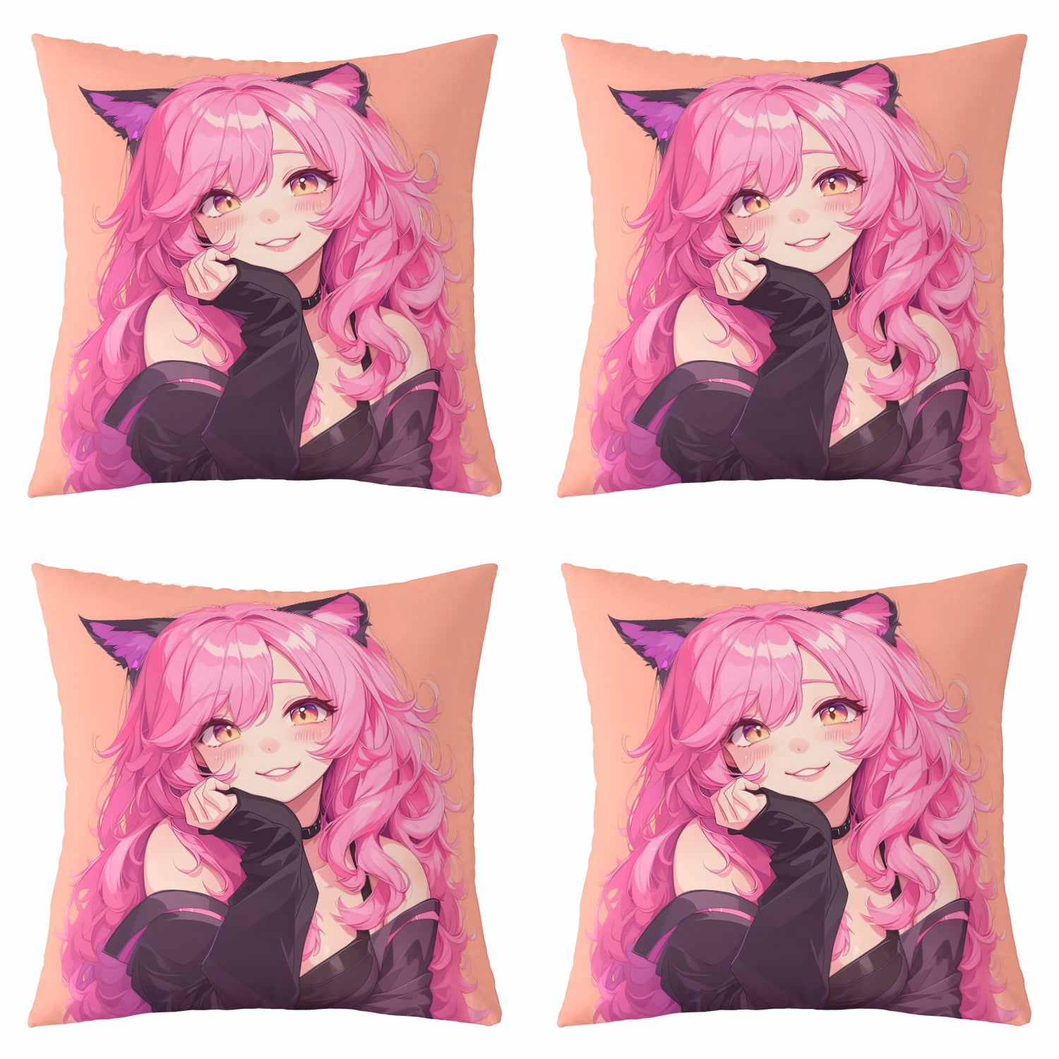 Anime Throw Pillow Covers Pack of 4,3D Japanese Cushion Cases In Furry ...