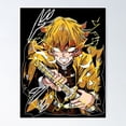 Anime Thunder Breathing Swordsman Lightning Action Wall Art Gamer Decor ...