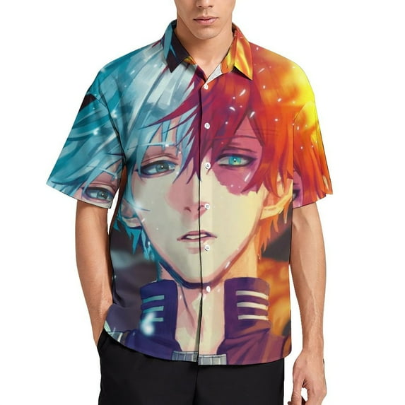 Anime Todoroki My Hero Academia Men's Button-Down Shirts Daily Casual ...