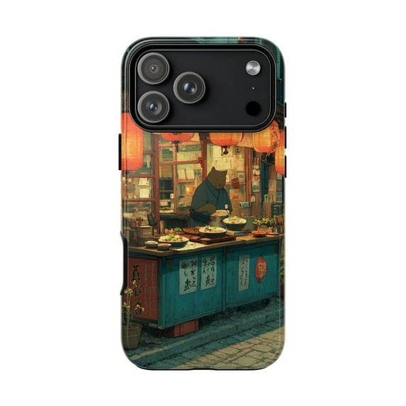 Anime Tokyo Cat as a Ramen Food Vendor Graphic Case for iPhone 11,12,13 ...