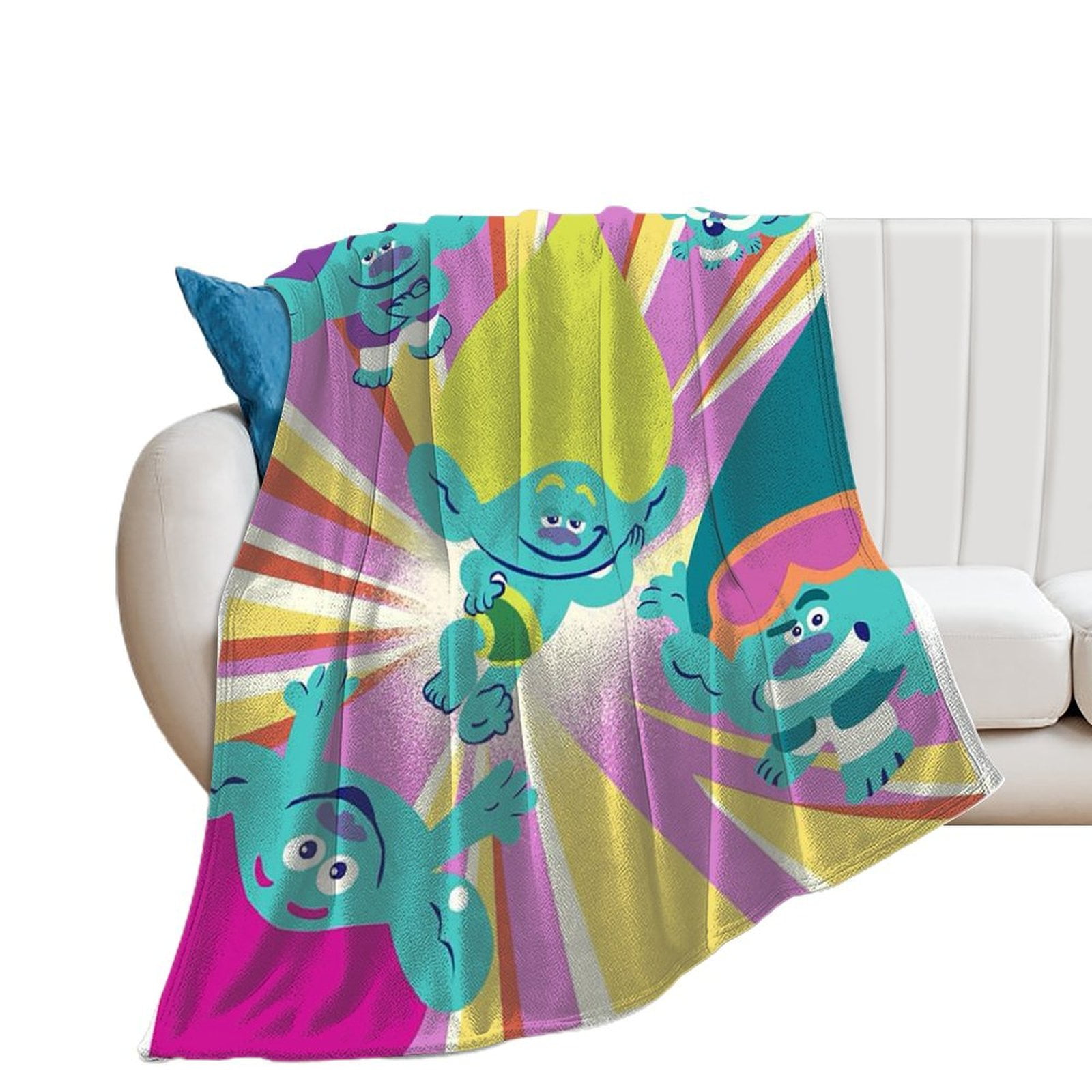 Anime Trolls Throw Blanket Pink Blanket Soft Flannel Throws for Girl ...