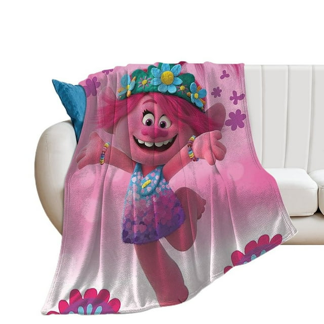 Anime Trolls Throw Blanket Pink Blanket Soft Flannel Throws for Girl ...