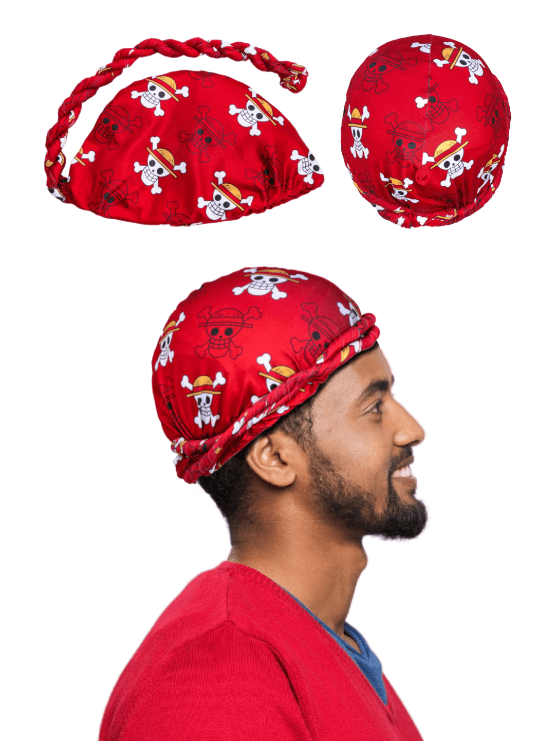 Anime Turban for Men Satin Hair Wrap (Red Skull) - Walmart.com