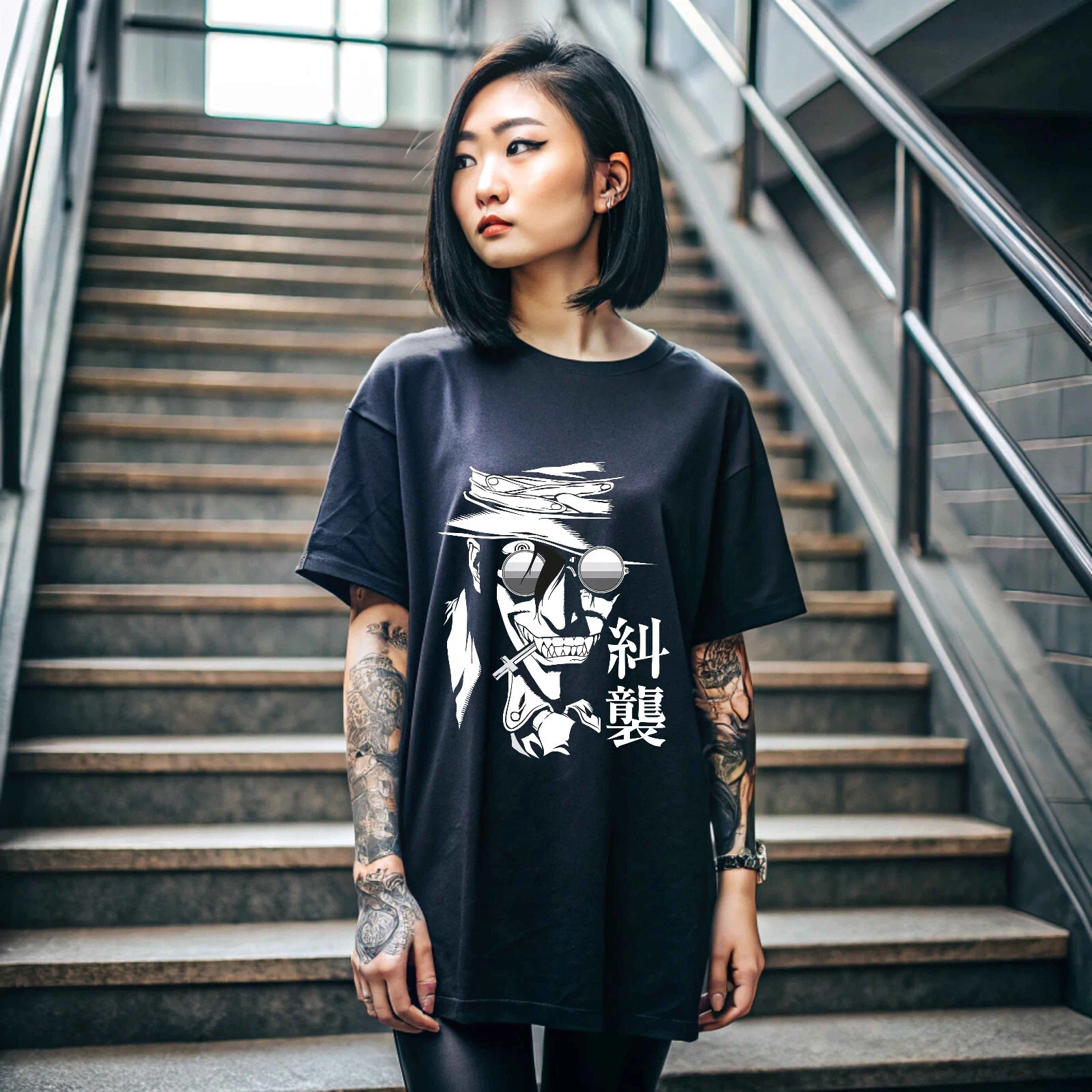 Anime Ultimate Vampire Anime Lovers Hellsing Alucard Face Black T Shirt ...