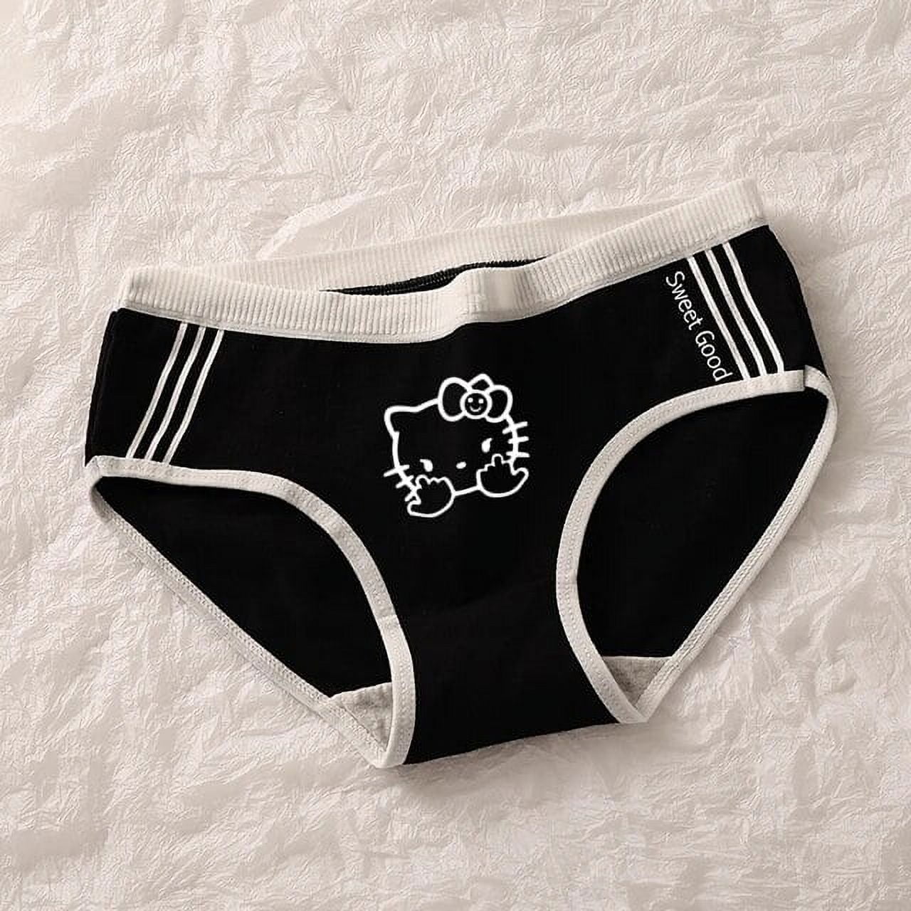 Anime Underwear For Women Cartoon Hello Kitty Girls Pure Cotton Crotch Mid Waist Seamless Sexy