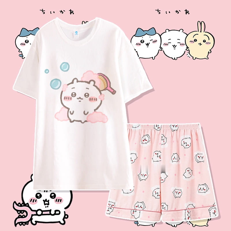 Anime Usagi Hachiware Thin Pajamas Round Neck Loose Long-sleeved Shirt ...