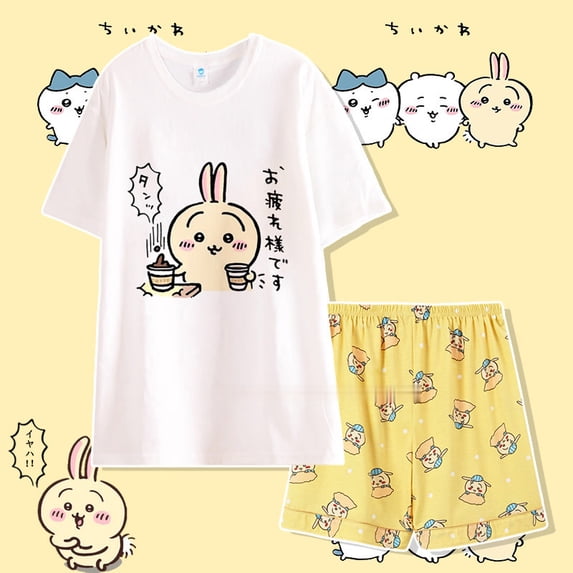 Anime Usagi Hachiware Thin Pajamas Round Neck Loose Long-sleeved Shirt ...