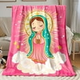 Anime Virgin Mary & Our Lady Guadalupe Design Soft Flannel Throw ...