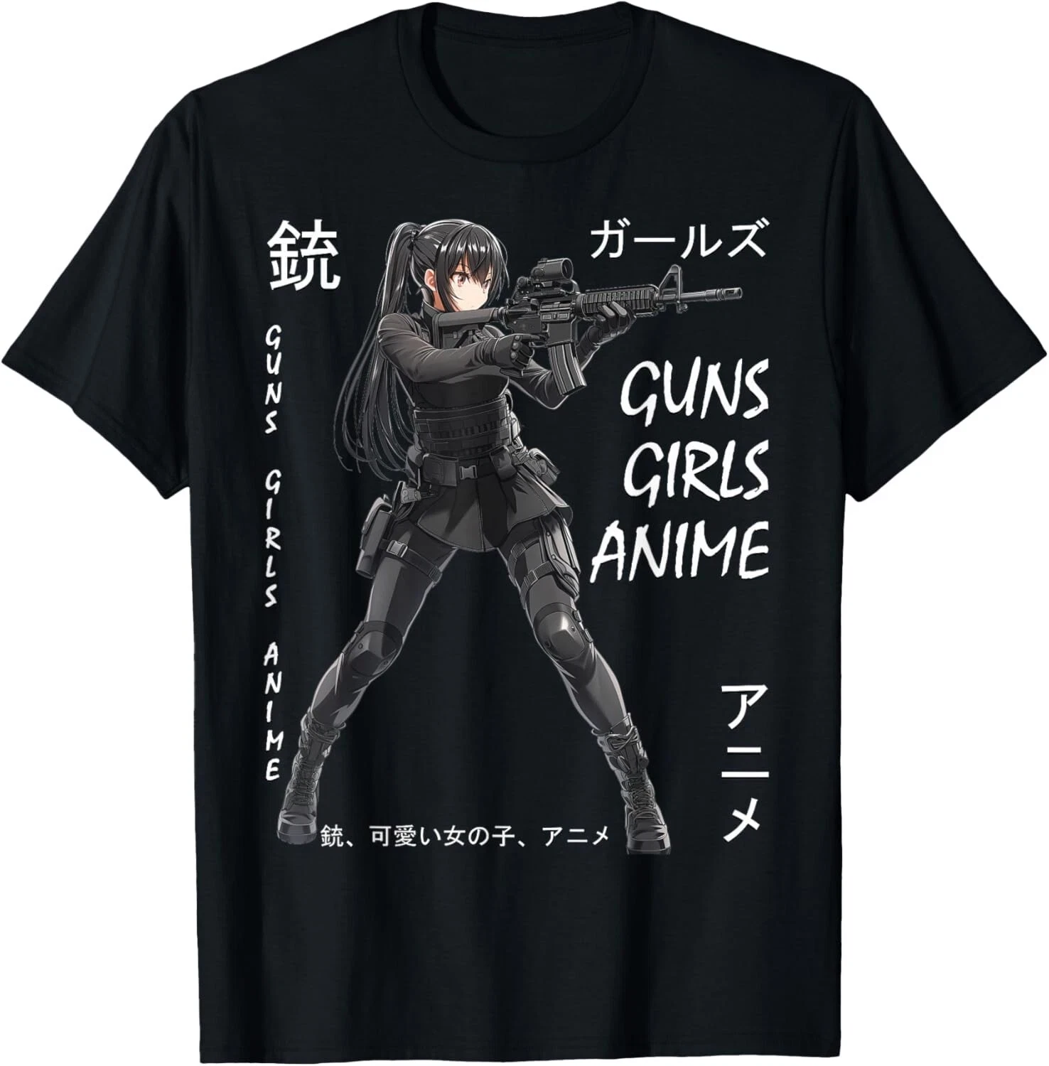Anime Waifu Graphic T-Shirt, Black | eBay - Walmart.com