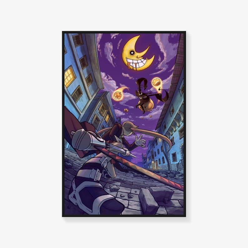 Anime Wall Art soul eater poster action scene moon aesthetic dynamic ...