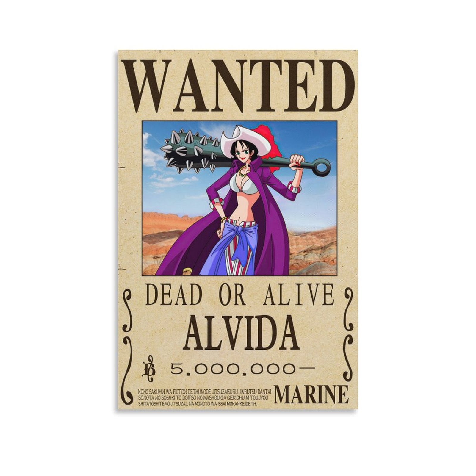 Anime Wanted Poster Alvida Canvas Wall Art Poster Decorative Bedroom ...
