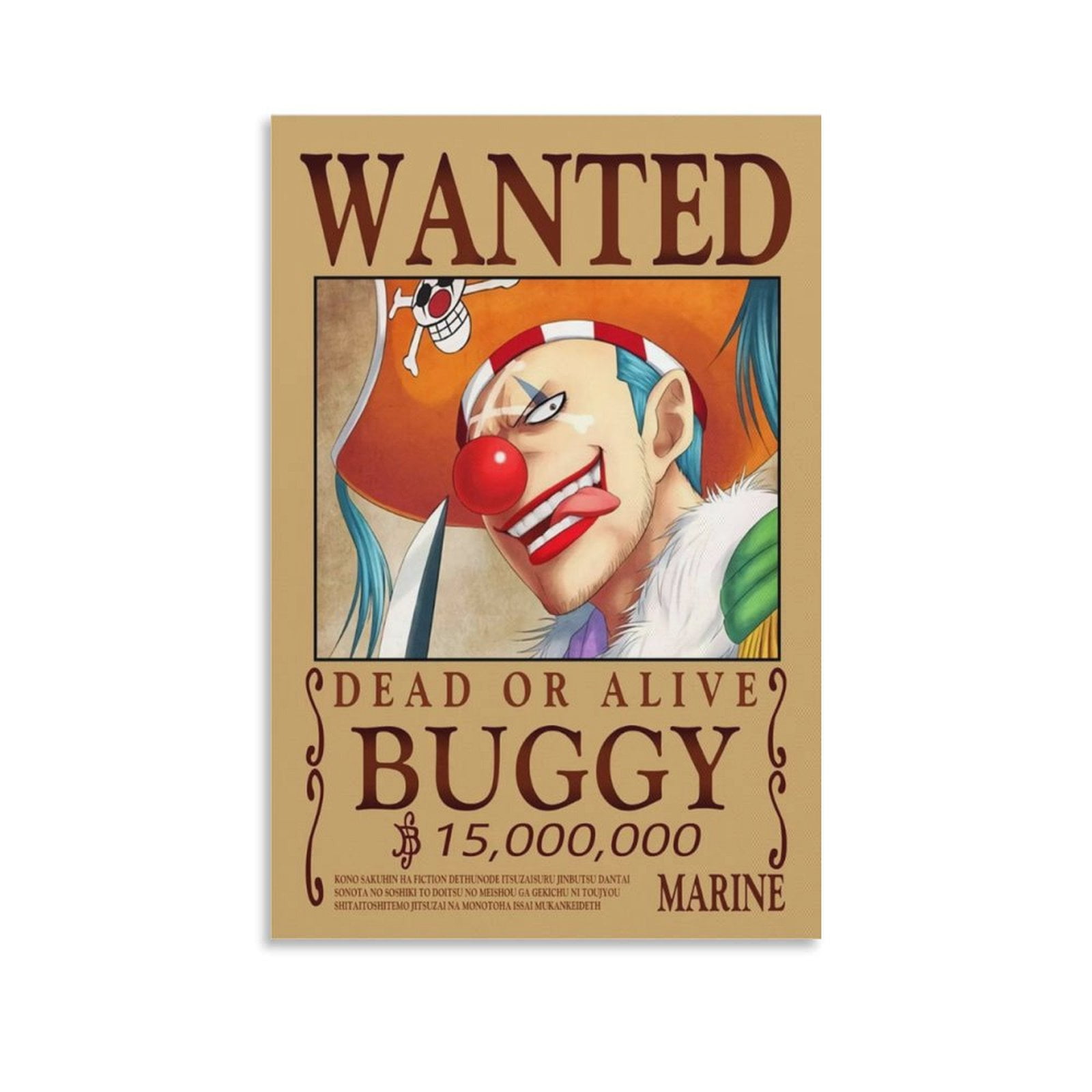 Anime Wanted Poster BUGGY Painting On Canvas Wall Art Poster Scroll ...