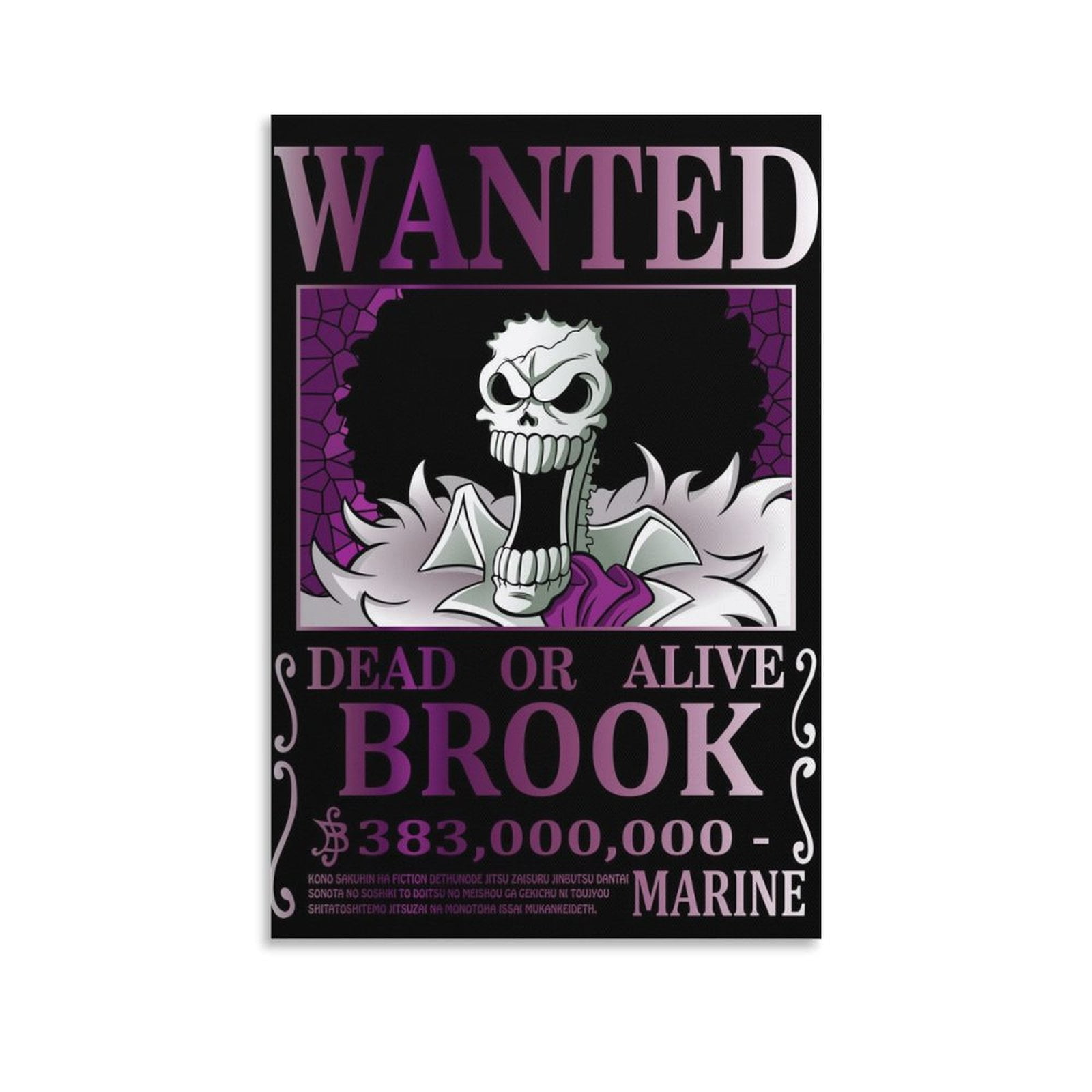 Anime Wanted Poster Brook Poster Cool Artworks Painting Wall Art Canvas ...