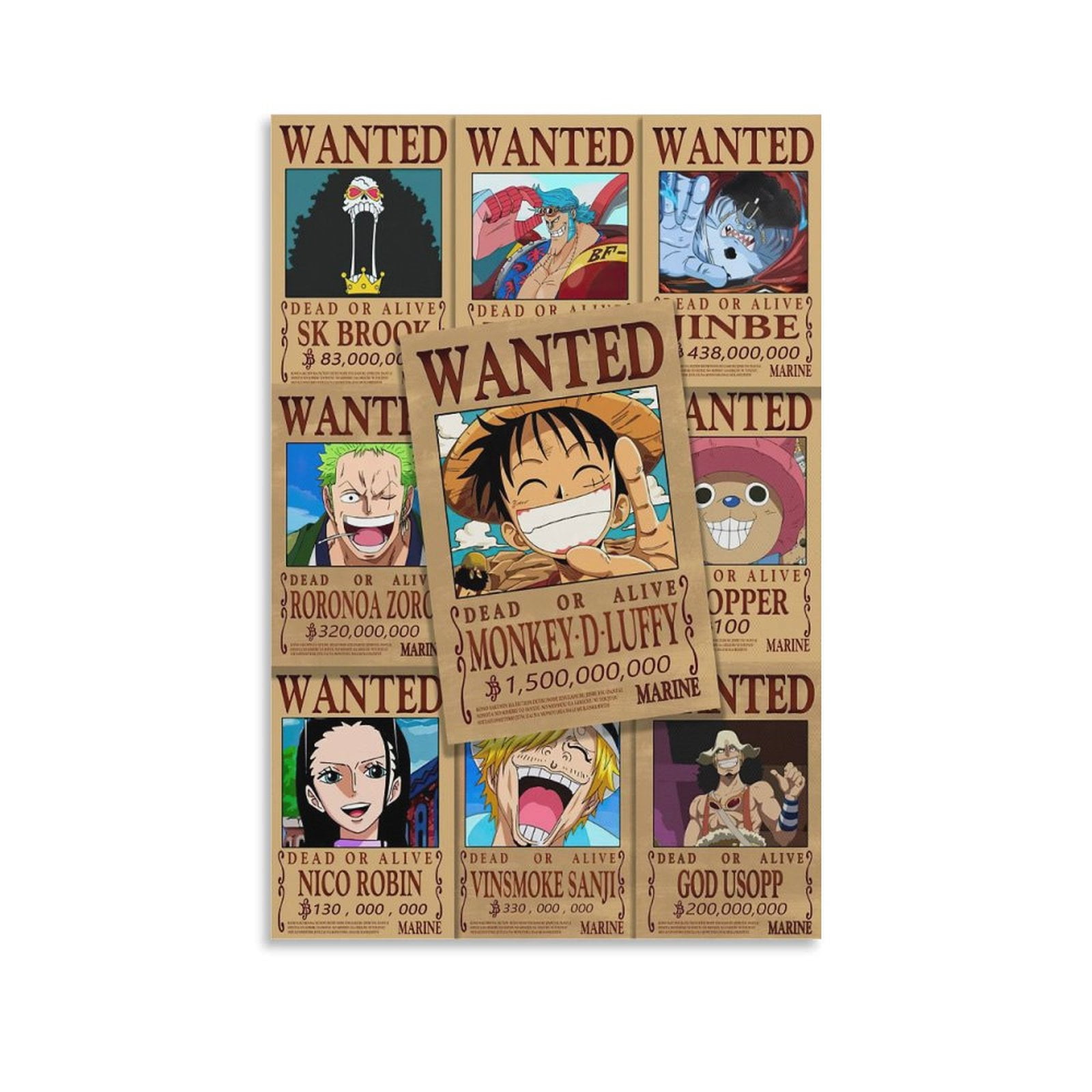 Anime Wanted Poster Canvas Poster Wall Art Picture Prints Hanging Photo ...