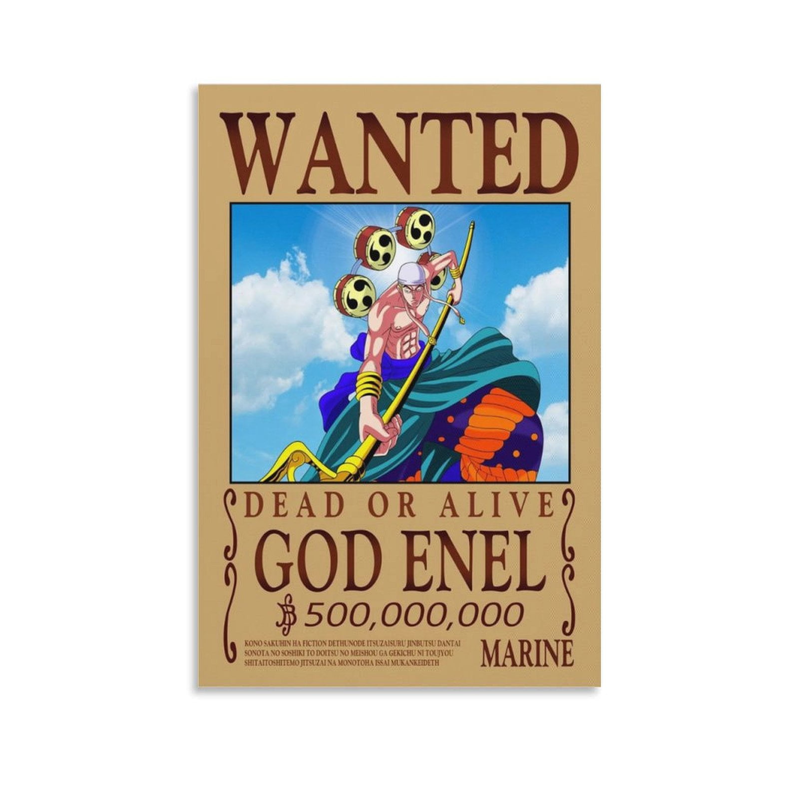 Anime Wanted Poster God Enel Wall Art Picture Painting Poster Canvas ...