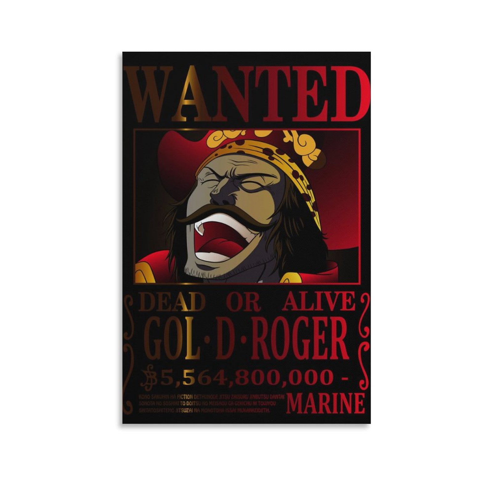 Anime Wanted Poster Gore D. Roger Painting On Canvas Wall Art Poster ...