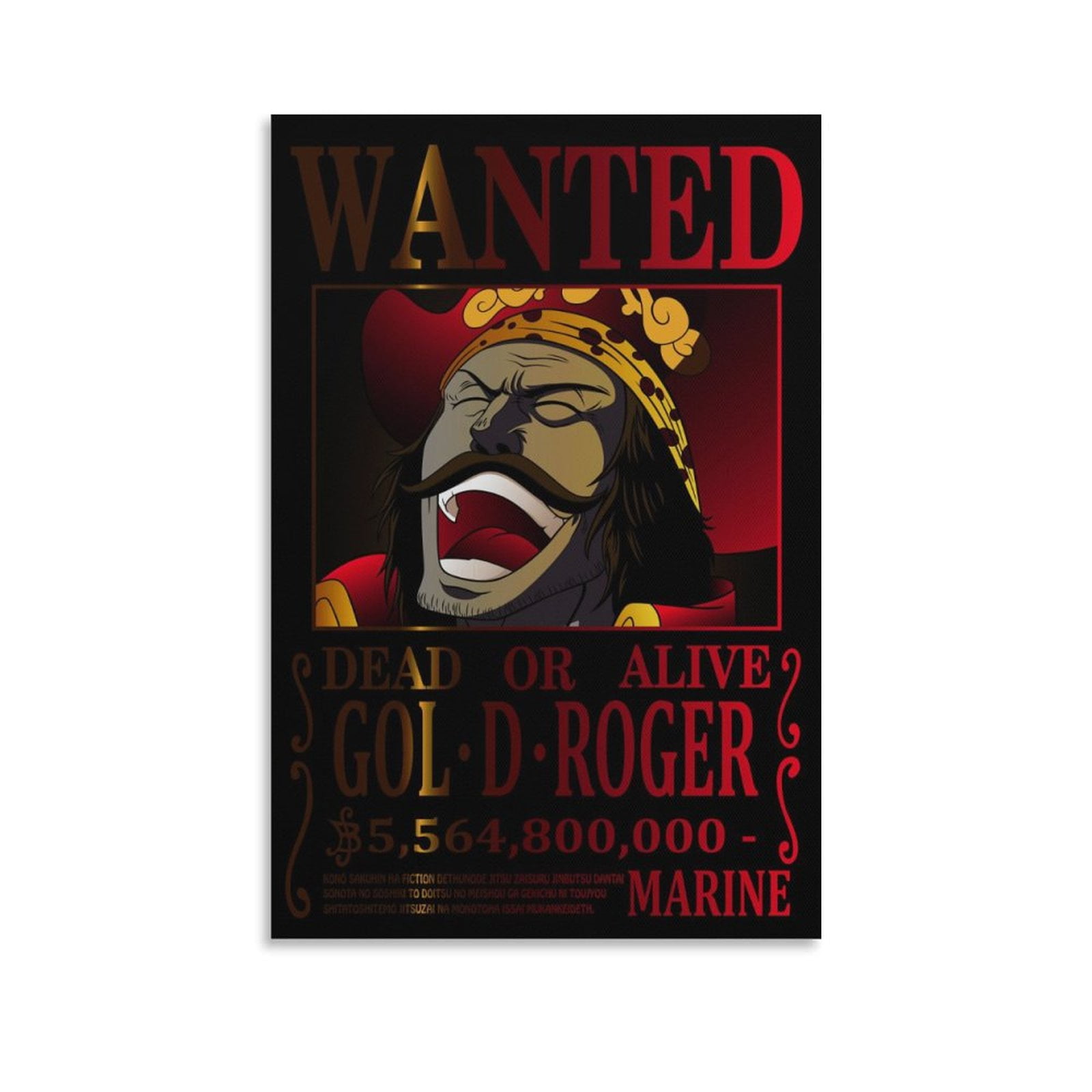 Anime Anime Wanted Poster Gore D. Roger Painting On Canvas Wall Art ...