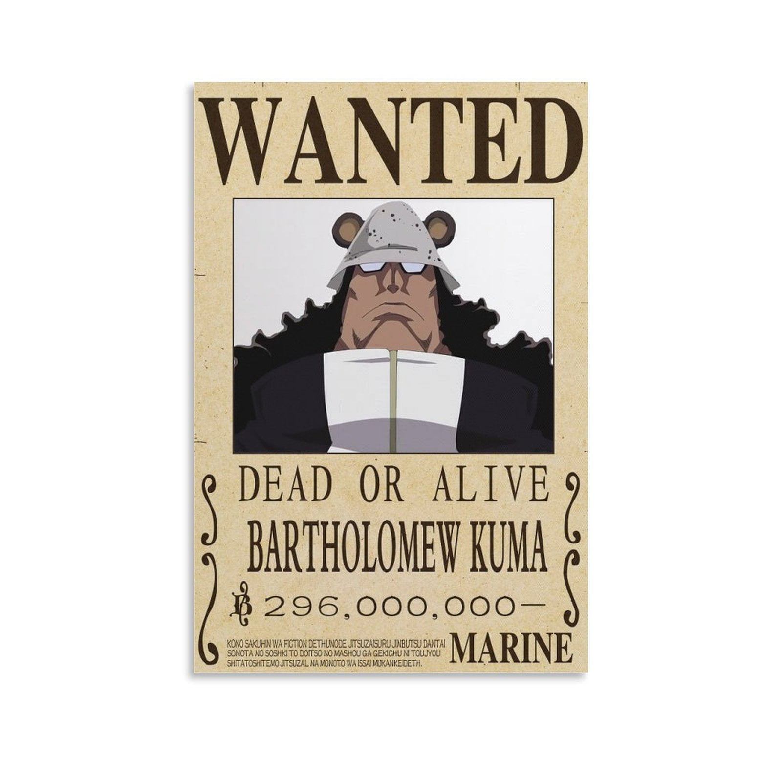 Anime Wanted Poster KUMA Poster Cool Artworks Painting Wall Art Canvas ...