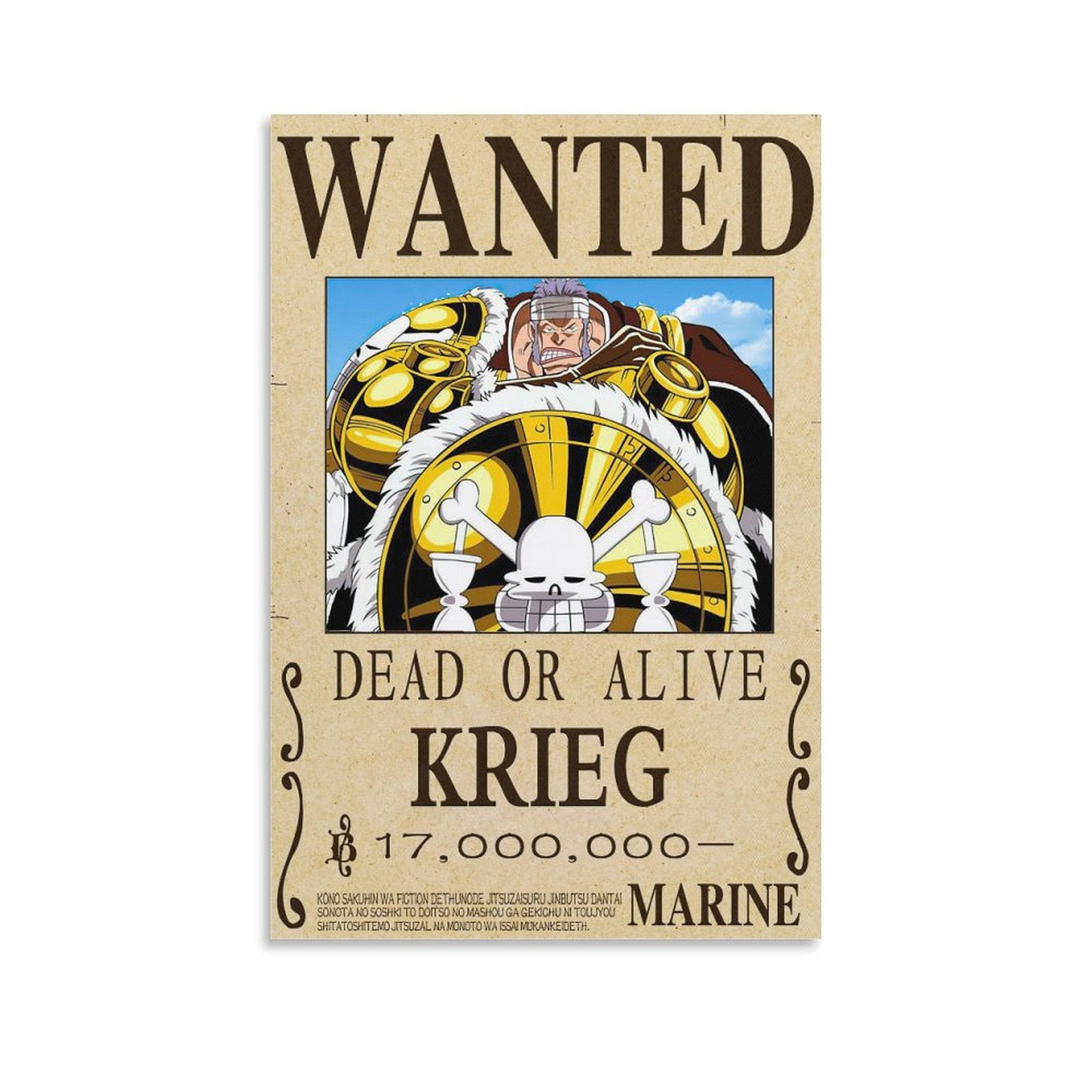 Anime Wanted Poster Krieg Poster Decorative Painting Canvas Wall Art ...
