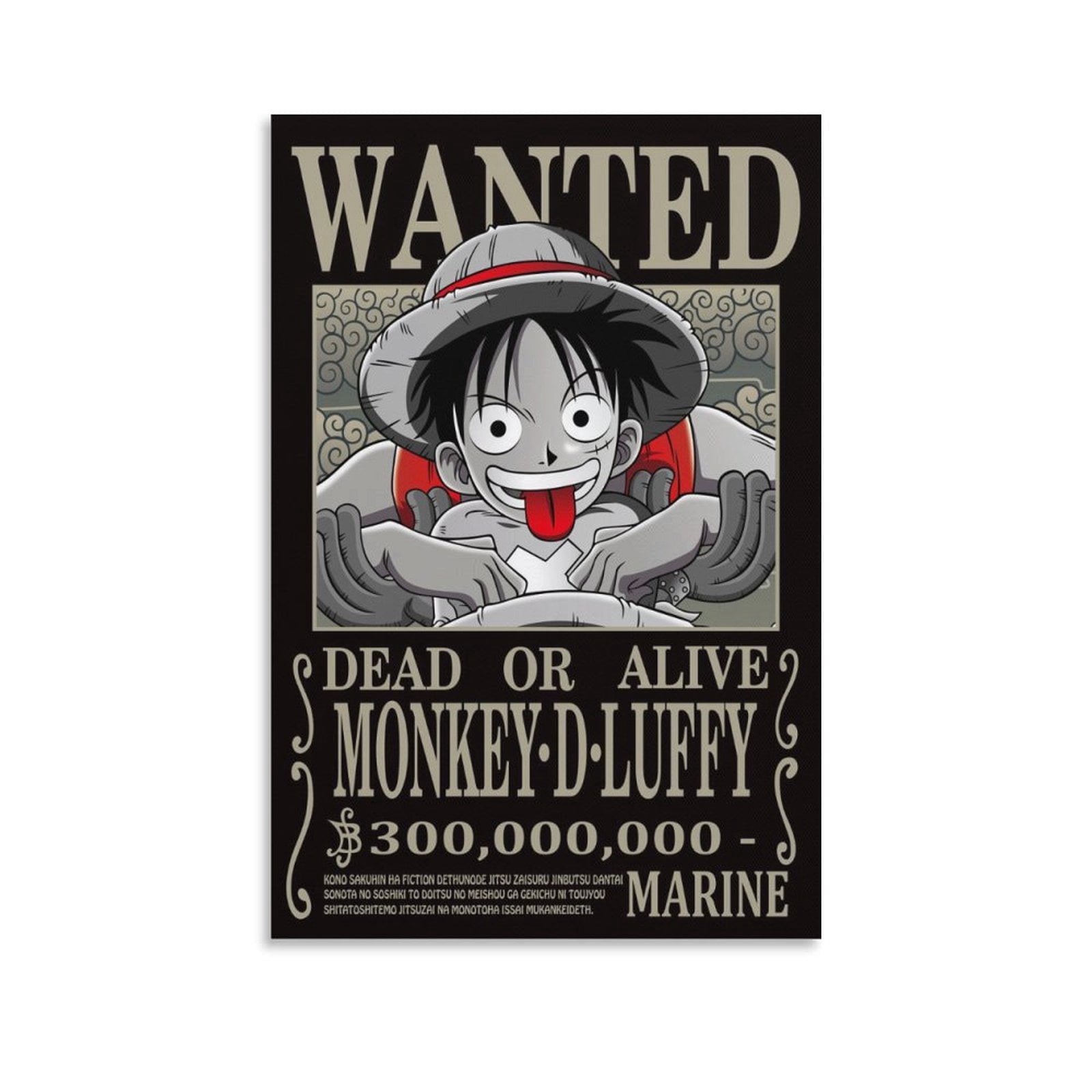 Anime Wanted Poster Luffy 4 Canvas Art Poster and Wall Art Picture ...
