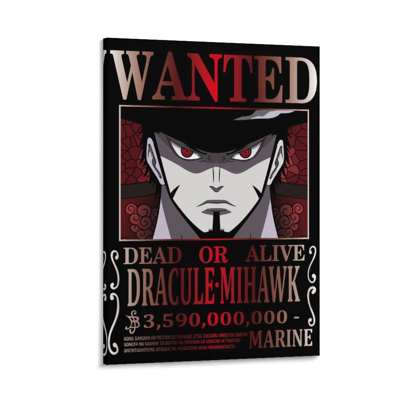 Anime Wanted Poster Mihawk Room Aesthetic Poster Print Art Wall ...